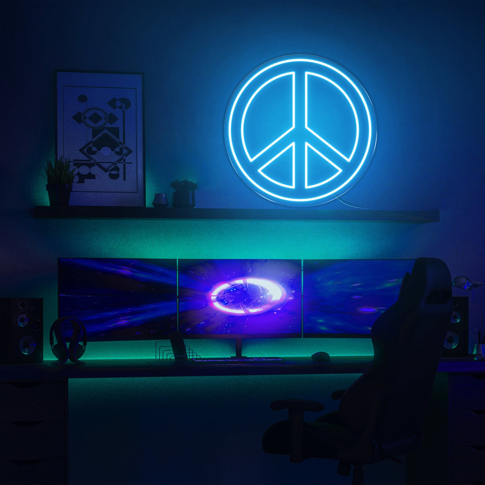 Neon Sign Peace Symbol, Peace Neon Sign, Peace Led Sign, Peace Light ...
