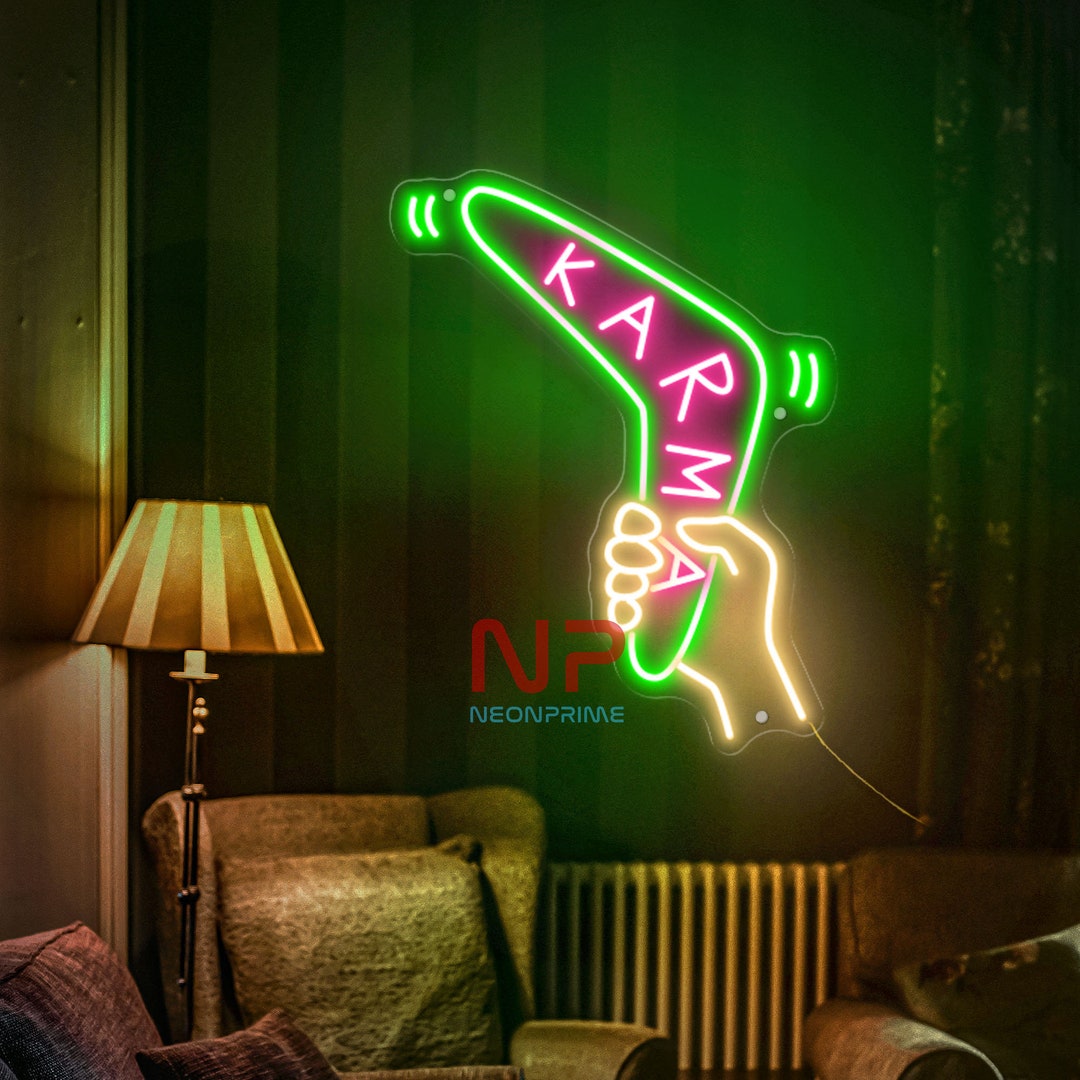 Karma Neon Sign, Boomerang Neon Sign, Custom Neon Sign, Game Room Decor ...