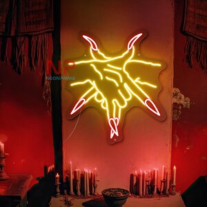 Baphomet Hand Leuchtreklame, Baphomet Pentagramm Leuchtreklame, Gothic ...