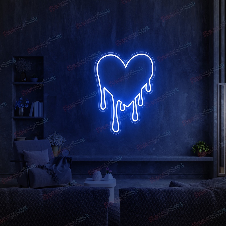 Heart Decoration Led Neon Sign Dripping Heart Neon Sign Neon - Etsy