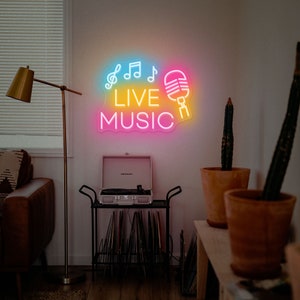 Live Music Neon Sign, Studio Lights, DJ Sign, LED Neon Sign, Recording ...