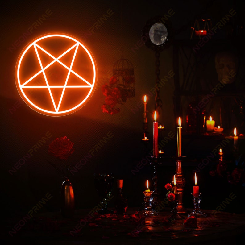Led Inverted Pentagram Sign LED Light Pentagram Shaped Sign Decoration ...