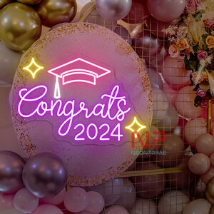 Congrats 2024 Neon Sign Congratulations Led Sign Graduation Party Sign ...