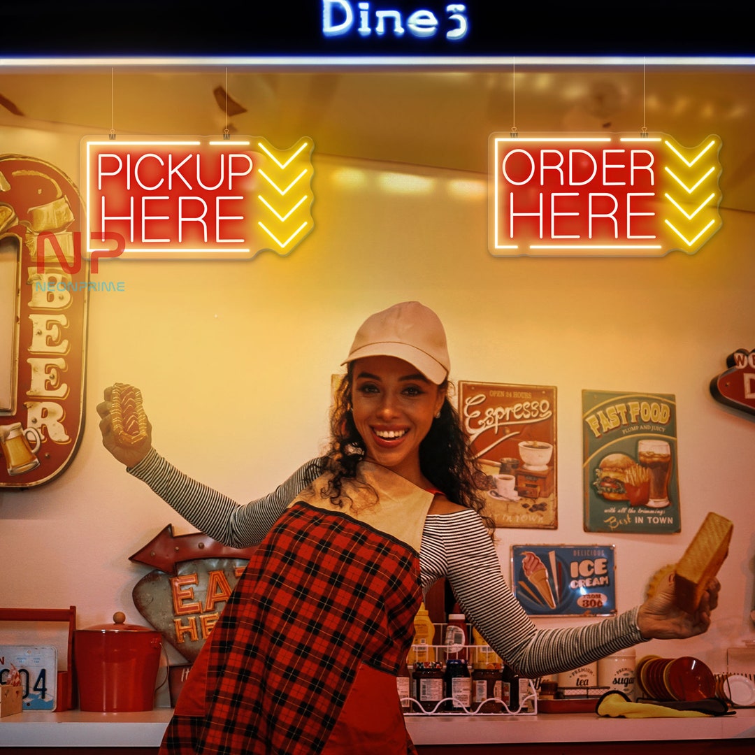 Order Here Pickup Here Neon Sign Custom Neon Sign for Coffee Shop ...