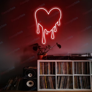 Heart Decoration Led Neon Sign, Dripping Heart Neon Sign, Neon Heart ...