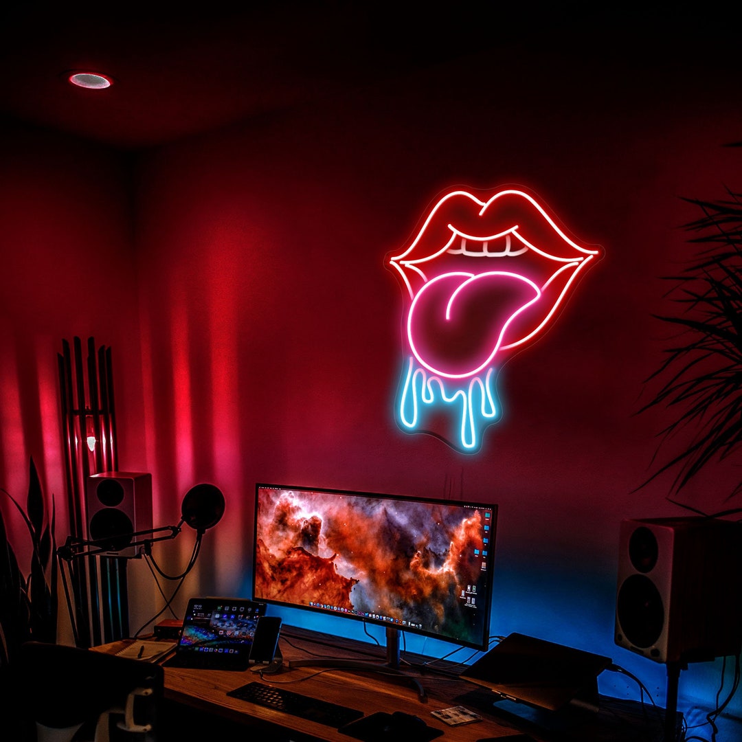 Dripping Lips Neon Sign/ Custom Neon Sign/ Custom Name Neon Sign/ Neon ...