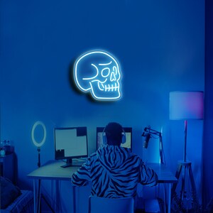 Skeleton Neon Sign, Skull Halloween, Custom Handmade Art Neon Light ...