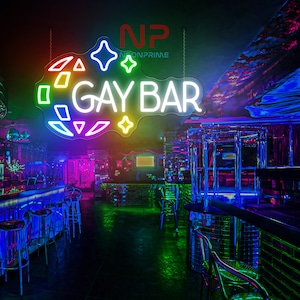 Gay Bar Neon Sign Disco Ball Neon Light Rainbow Pride LED Light LGBTQ ...