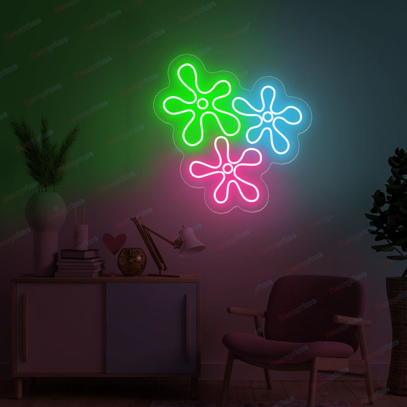 Spongebob Flower Neon Sign Flower Neon Sign Wedding Neon - Etsy