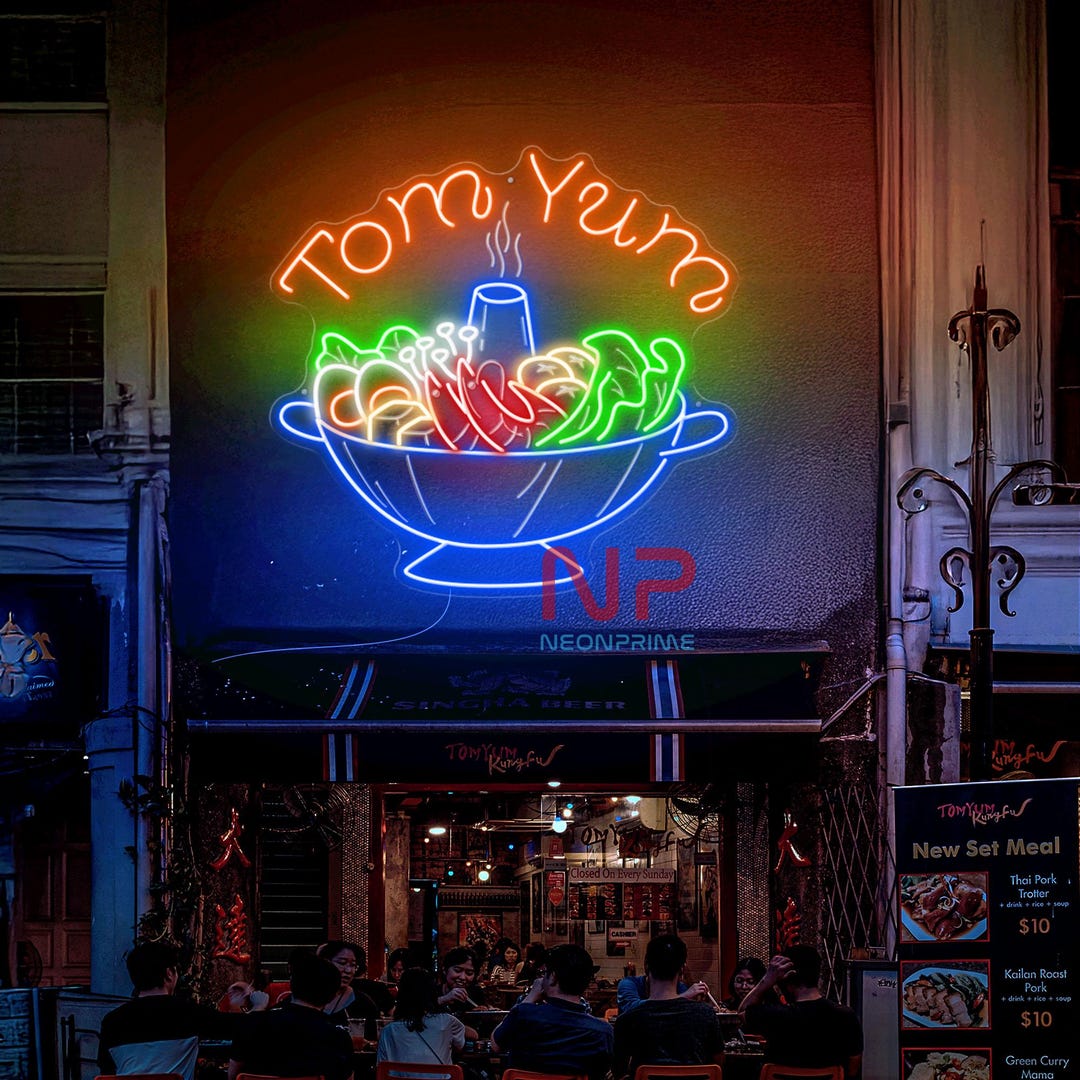 Tom Yum Neon Sign, Open Thai Tom Yum Soup Led Sign, Custom Neon Sign ...
