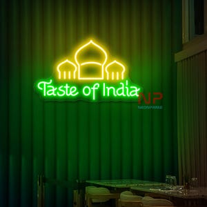 Taste of Indian Neon Sign, Indian Food Sign, Opening Gift, Restaurant ...