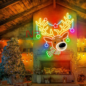 Sparkling Reindeer Best Seller LED Neon Sign, Reindeer Neon Lights ...