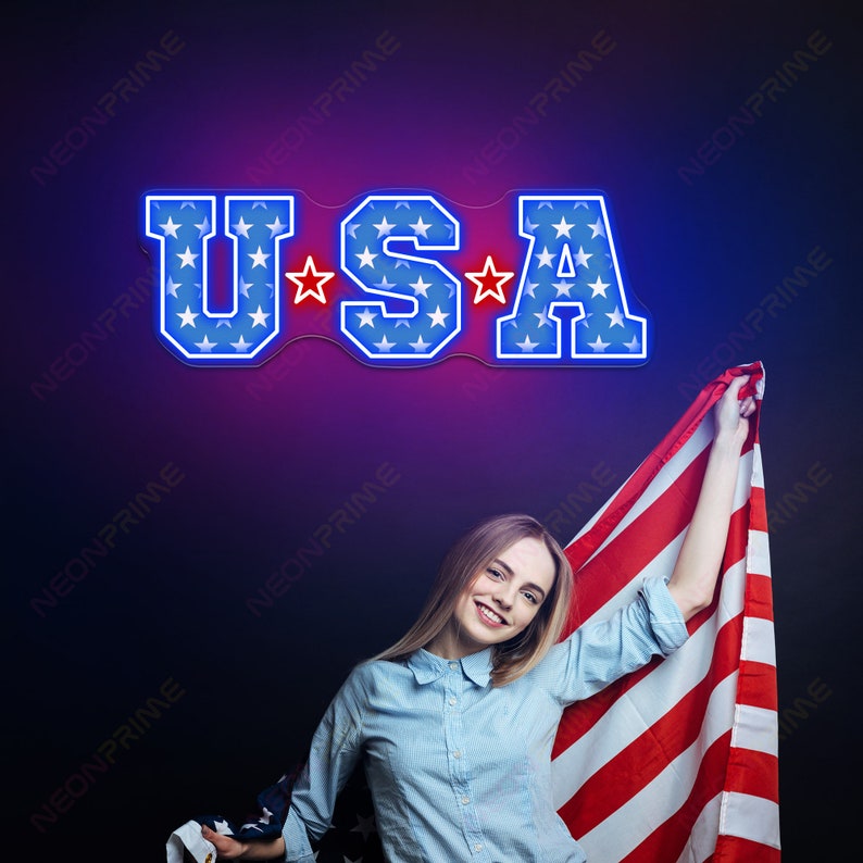 USA Neon Sign, 1776 USA Neon Light, Proud American Light Sign, Custom ...