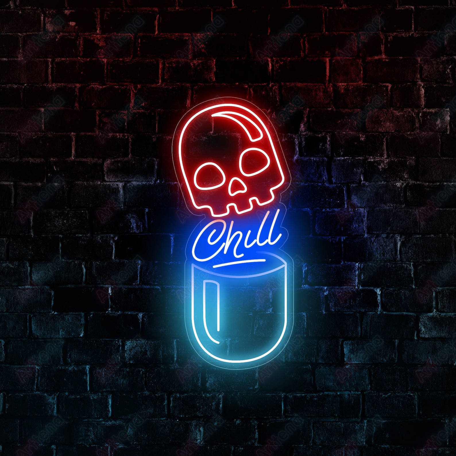 Chill Pill Neon Sign, Custom Neon Sign Acrylic Artwork, Home Decor ...