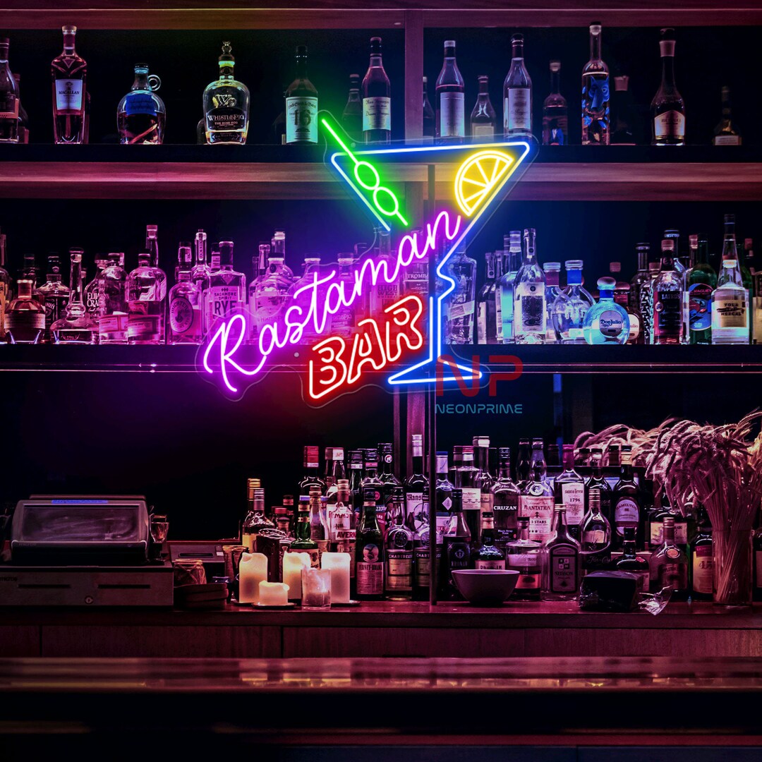 Cocktail Bar Sign Custom Name Bar Neon Sign Personalized Home Bar Neon ...