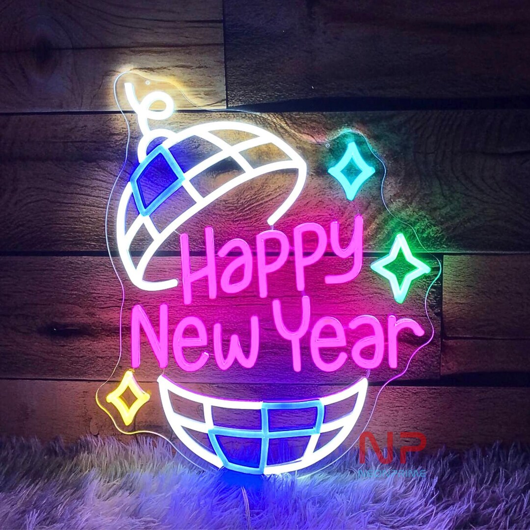 Custom Happy New Year Neon Sign Christmas Decor Wall Custom Neon Sign ...