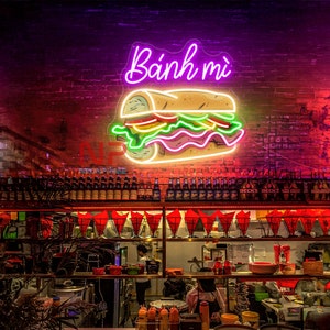 Vietnamese Banh Mi Neon Sign Banh Mi Neon Light Asian Restaurant Wall ...