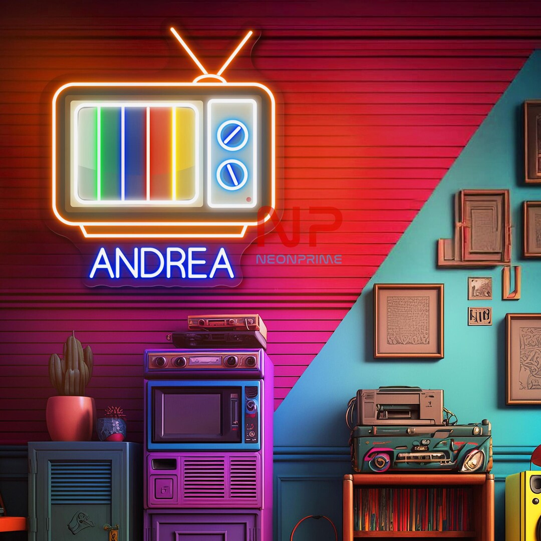 Retro TV Neon Sign, Custom Name Retro TV, Retro TV Decor Sign, Retro ...