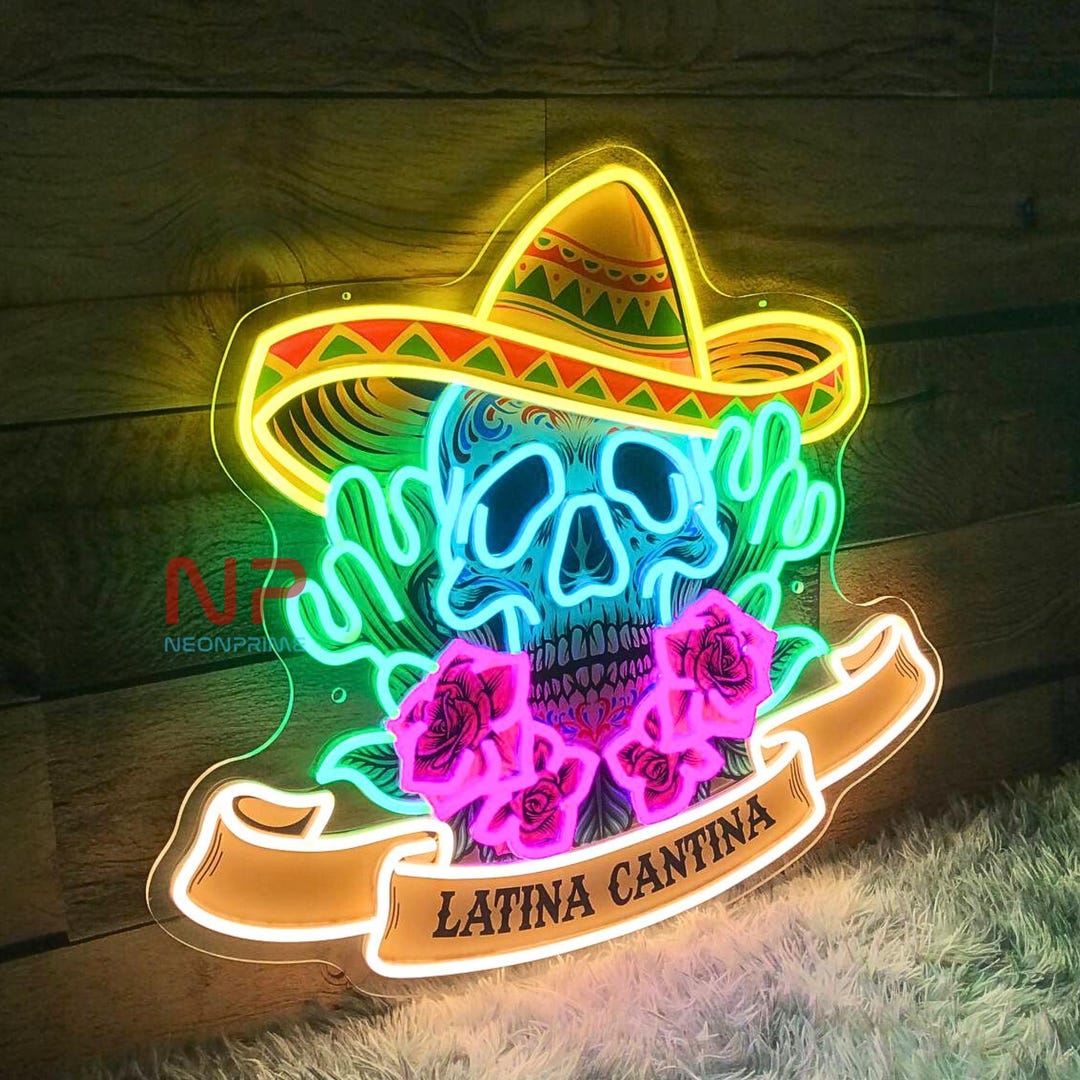 Custom Mexican Neon Sign, Mexican Food Neon Sign, Skull LED Sign, Open ...