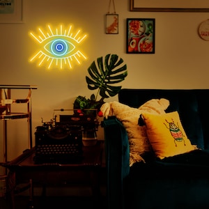 Evil Eye Neon Sign, Anime Neon Sign, Neon Sign Bedroom, Good Luck Sign ...