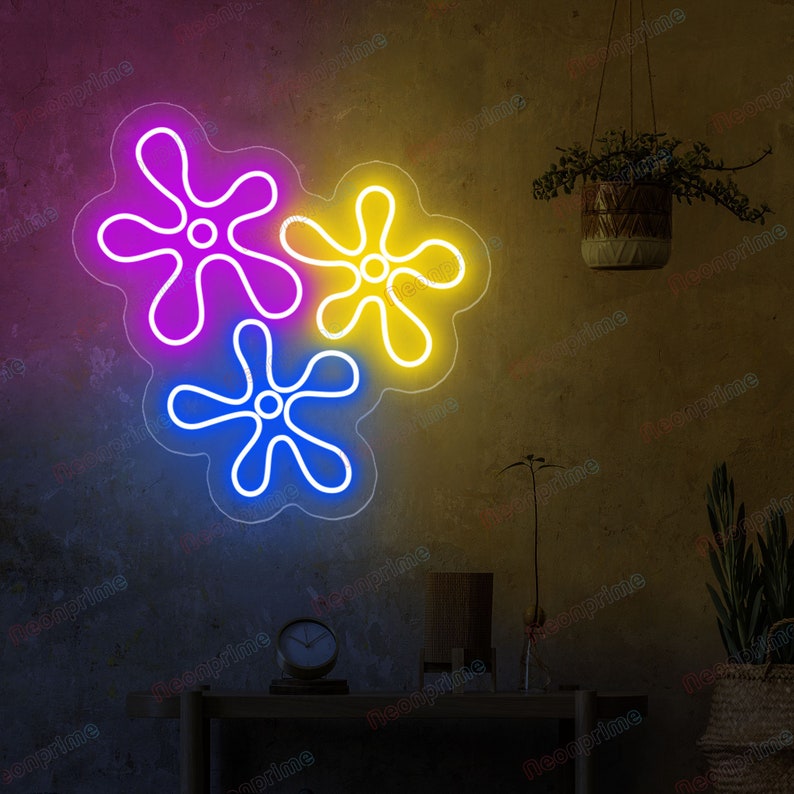 Spongebob Flower Neon Sign Flower Neon Sign Wedding Neon - Etsy