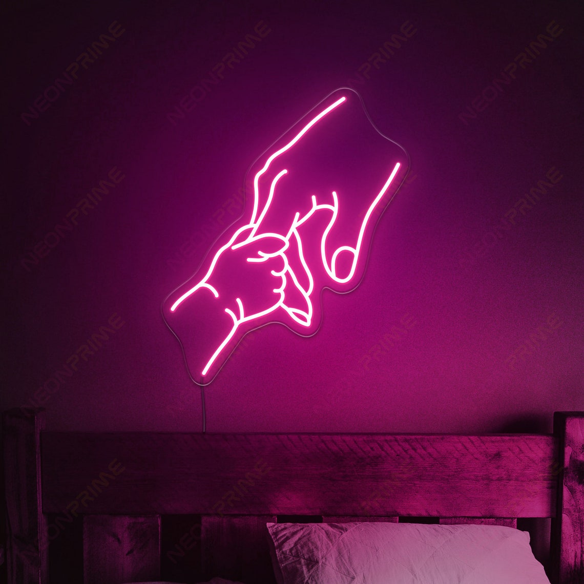 Dad Holding Baby Hand Line Art Neon Sign, Happy Father's Day, Father's ...