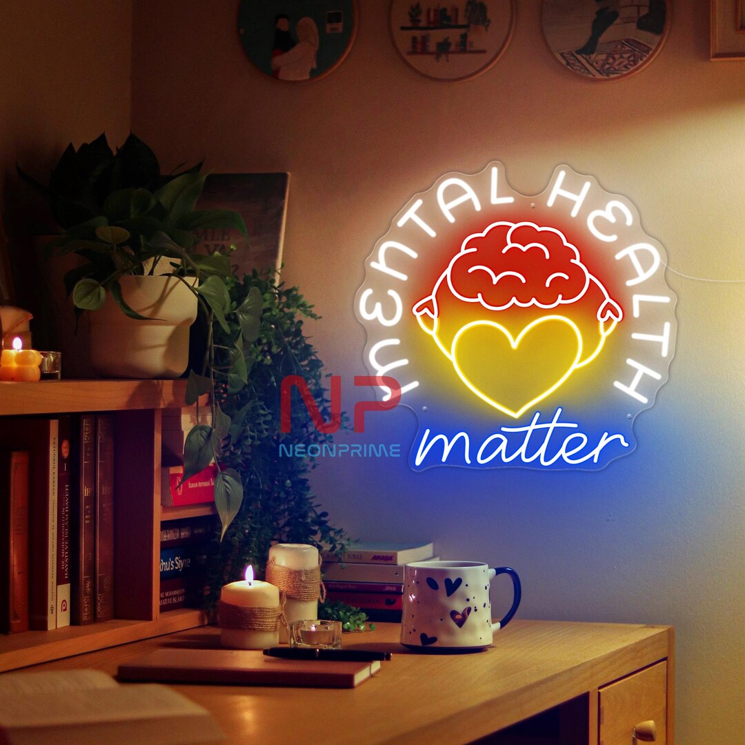 Mental Health Sign, Custom Neon Sign, Bedroom Decor Sign, Psychiatrist ...