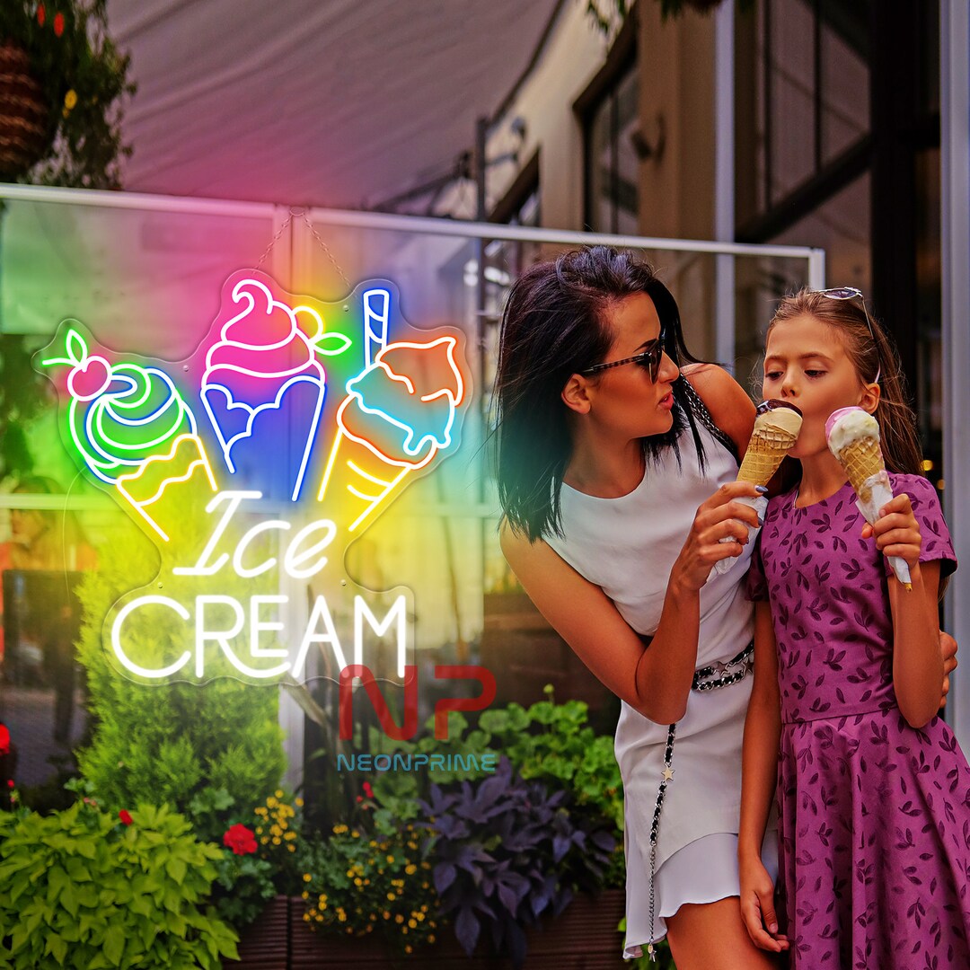Ice Cream Neon Sign, Ice Cream Led Sign, Custom Led Sign, Ice Cream ...