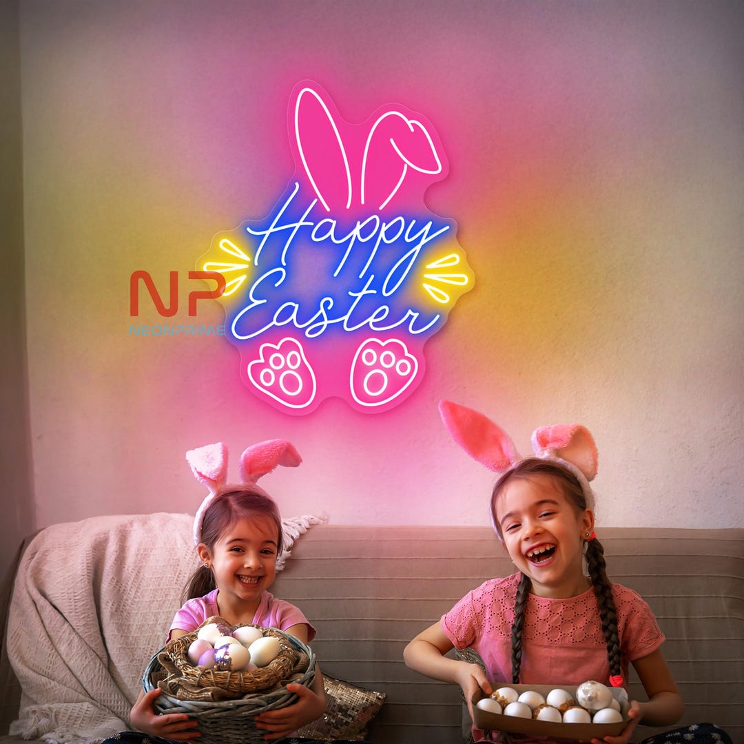 Happy Easter Neon Sign Happy Easter Gift Easter Home Decor Easter Decor ...