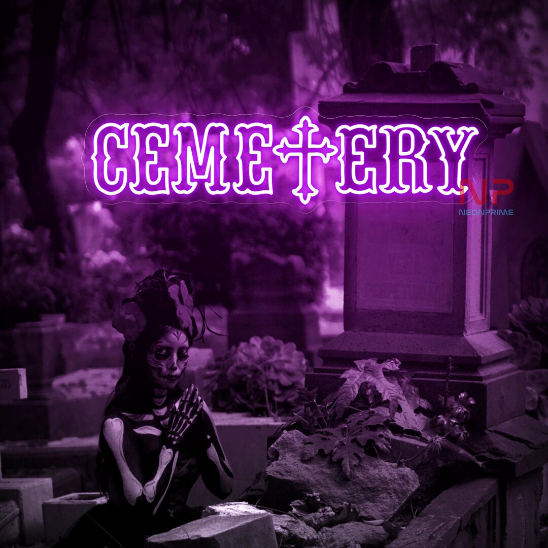 Cemetery Neon Sign, Gothic Neon Sign, Creepy Halloween Decor, Gothic ...