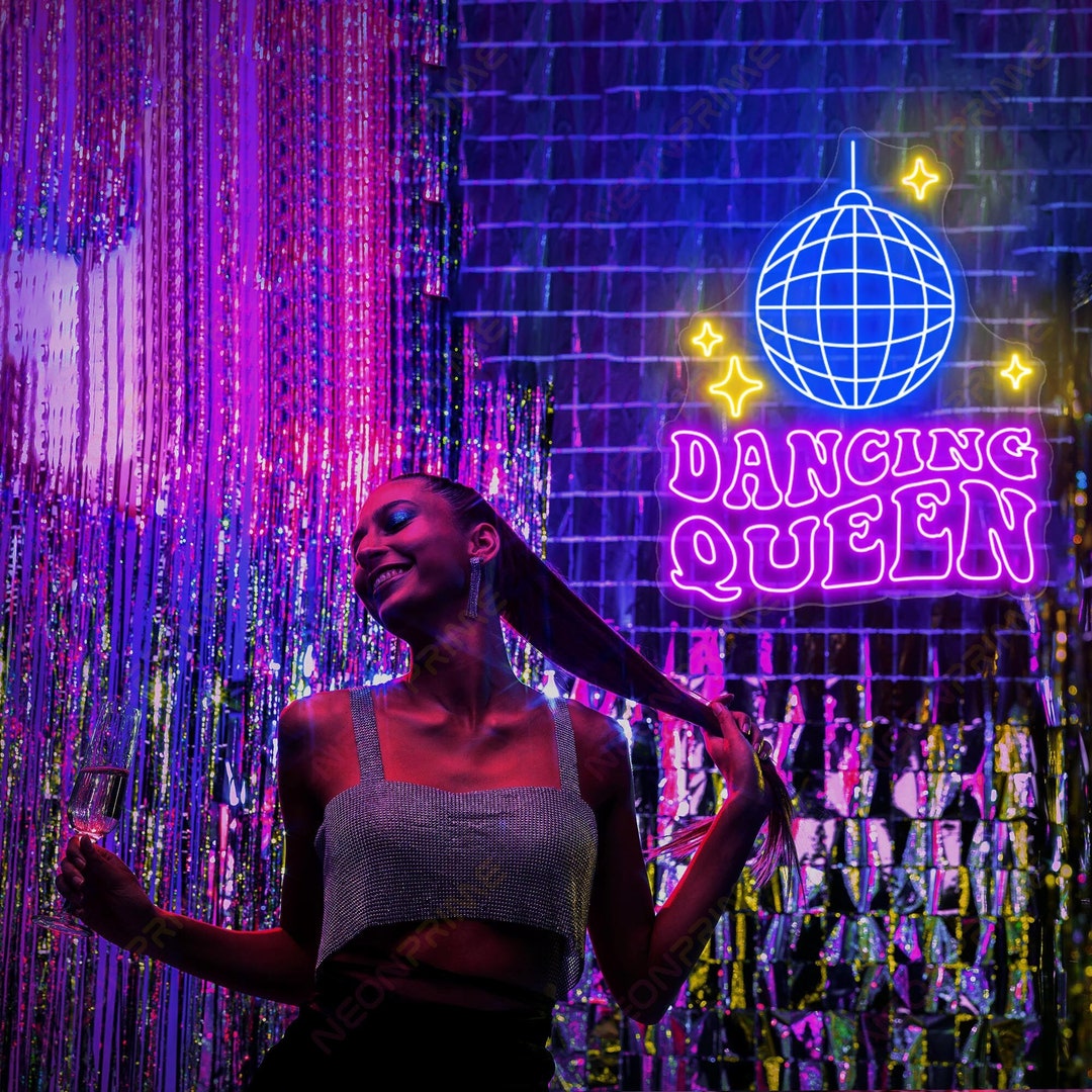 Dancing Queen Neon Sign Disco Ball Neon Sign Dancing Party Light Neon ...