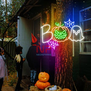 Boo Corn Neon Sign, Boo Neon Sign, Halloween Neon Sign, Ghost Neon Sign ...