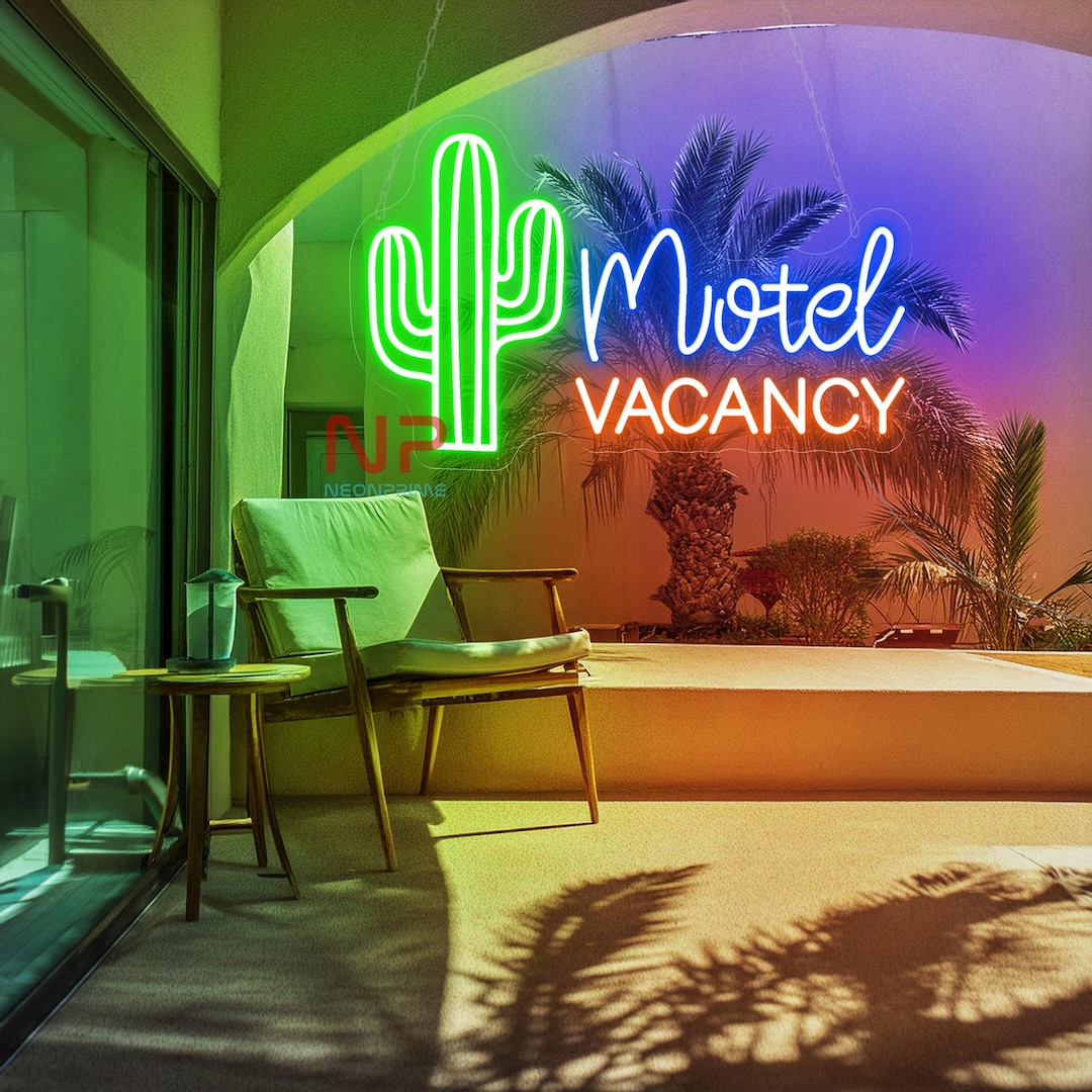 Motel Vacancy Neon Sign, Motel Neon Sign, Vacancy Neon Sign, Cactus ...