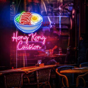 Hong Kong Cuisine Neon Sign, Custom Restaurant LED Neon Sign, Chinese ...