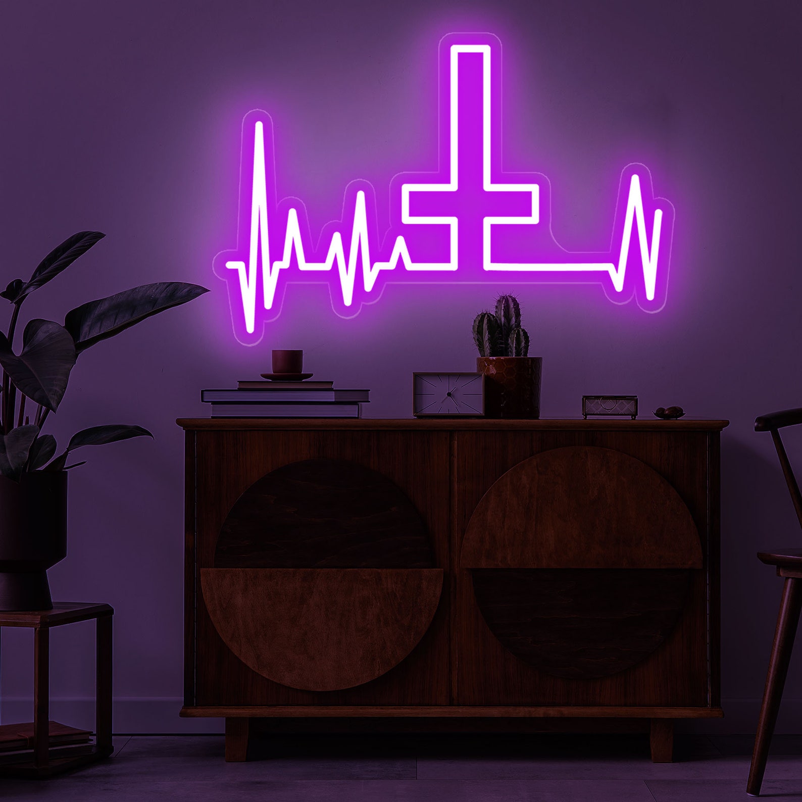Neon Cross LED Neon Sign, Cross Decor Light, Wall Cross Custom Neon ...