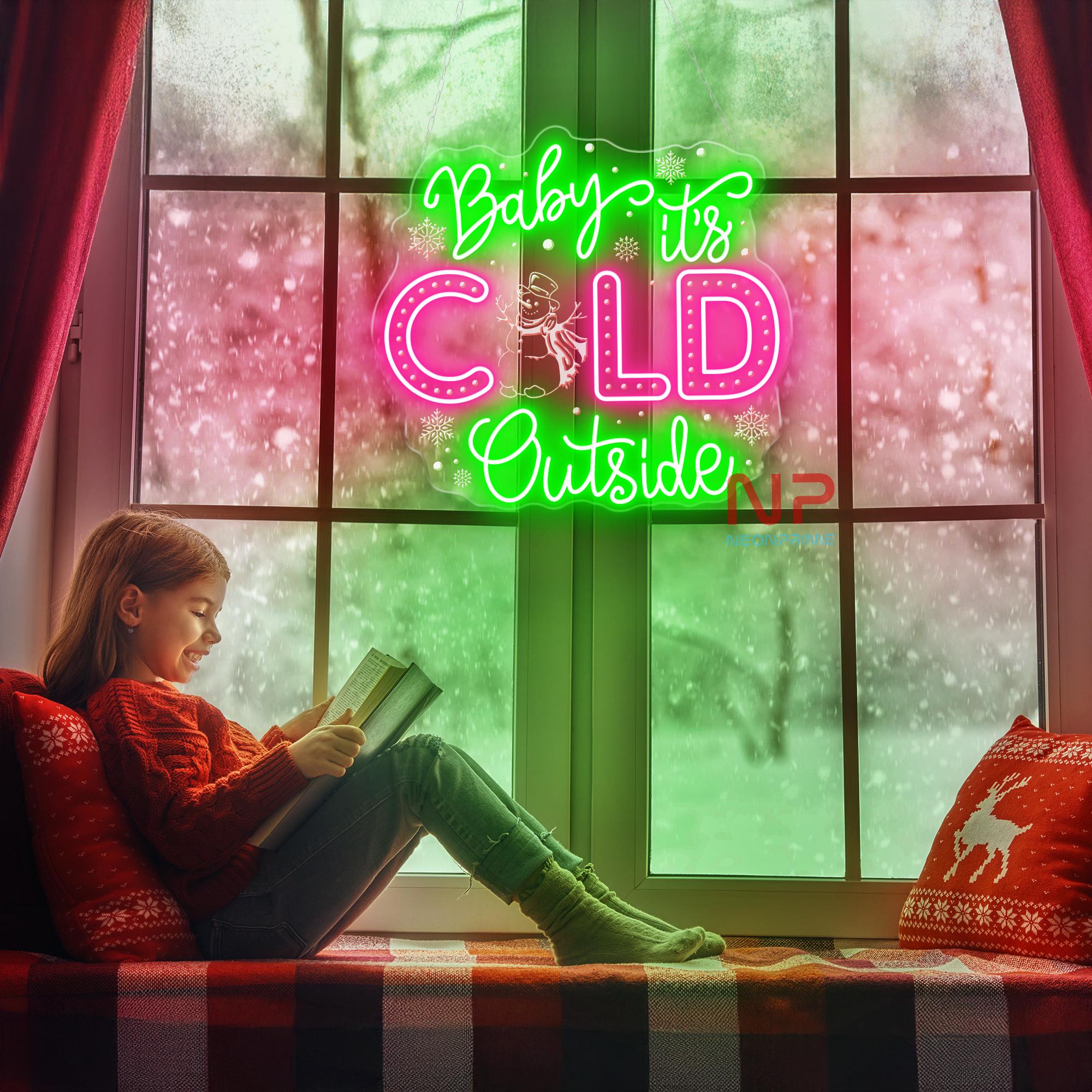 Baby It's Cold Outsider Neon Sign, Christmas Wall Decor, Holiday ...