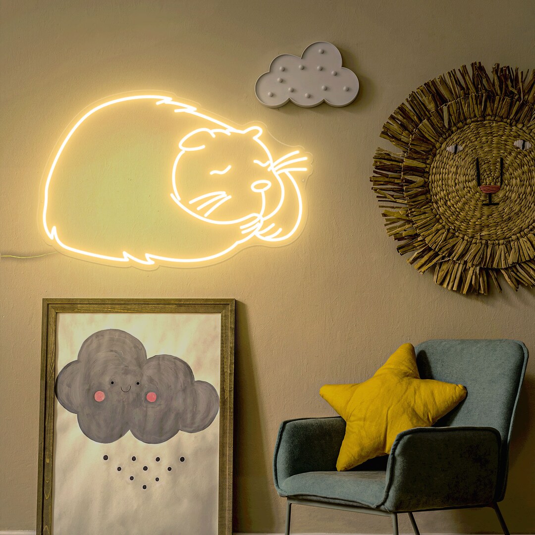 Cappy Neon Light, Cute Capybara Neon Sign, Capybara Sleeping Led Light ...