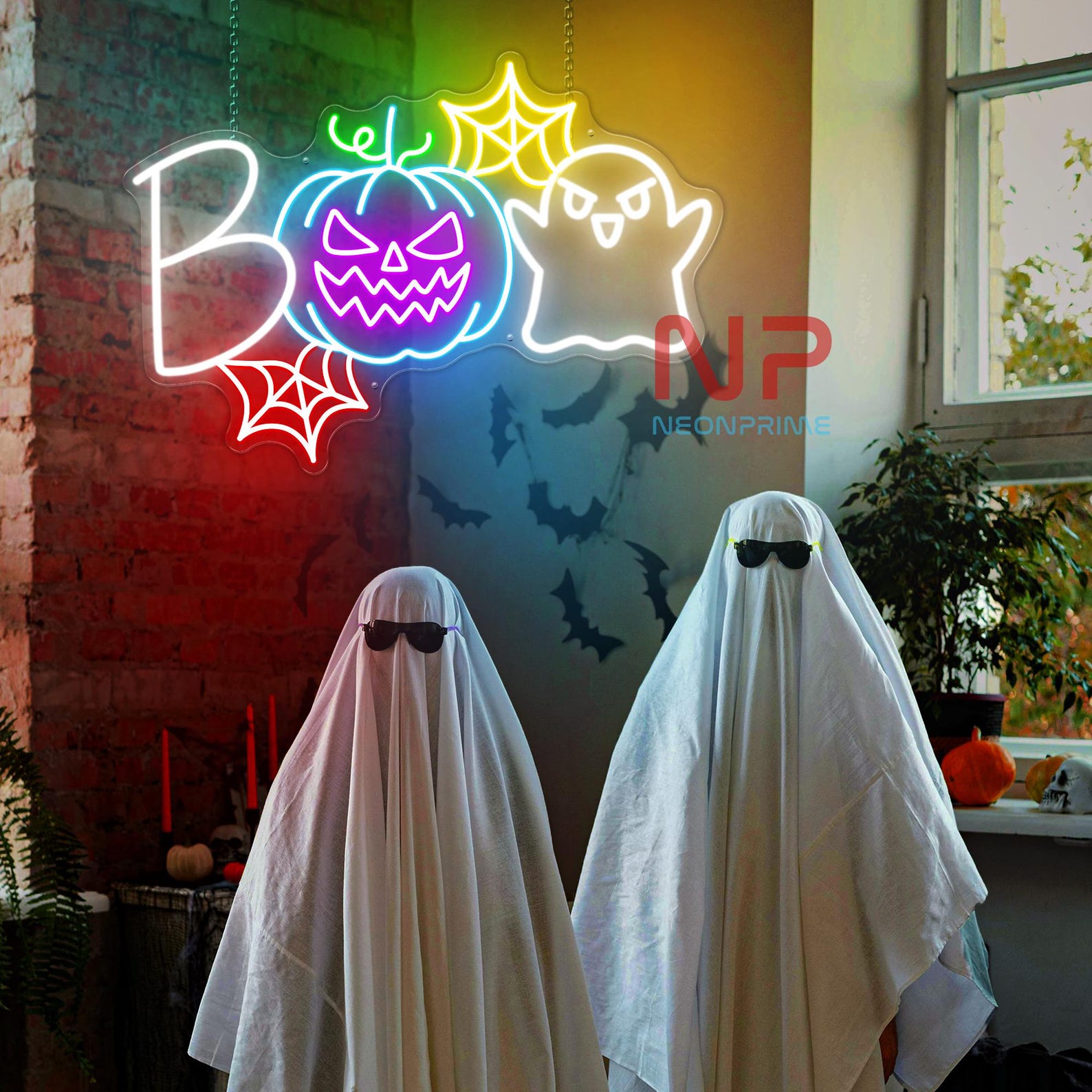 Boo Corn Neon Sign, Boo Neon Sign, Halloween Neon Sign, Ghost Neon Sign ...