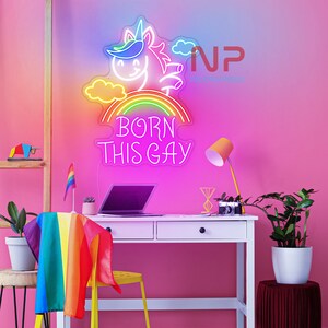 Born This Gay Neon Sign, Unicorn LED Neon Sign, Gay Neon Sign, LGBT ...