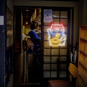 Lucky Cat Neon Sign for Bar, Home, Bedroom, Cafe, Restaurant, Office ...