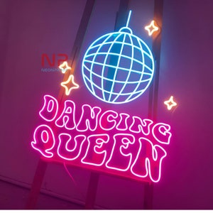 Custom Neon Sign Disco Ball Neon Sign Dancing Queen Neon Sign ...