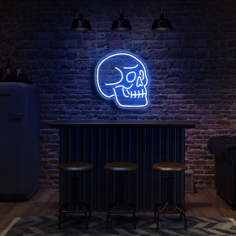 Skeleton Neon Sign, Skull Halloween, Custom Handmade Art Neon Light ...