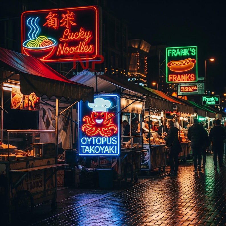 Custom Street Food Neon Sign – LED Light for Food Cart, Pop-up Stand ...