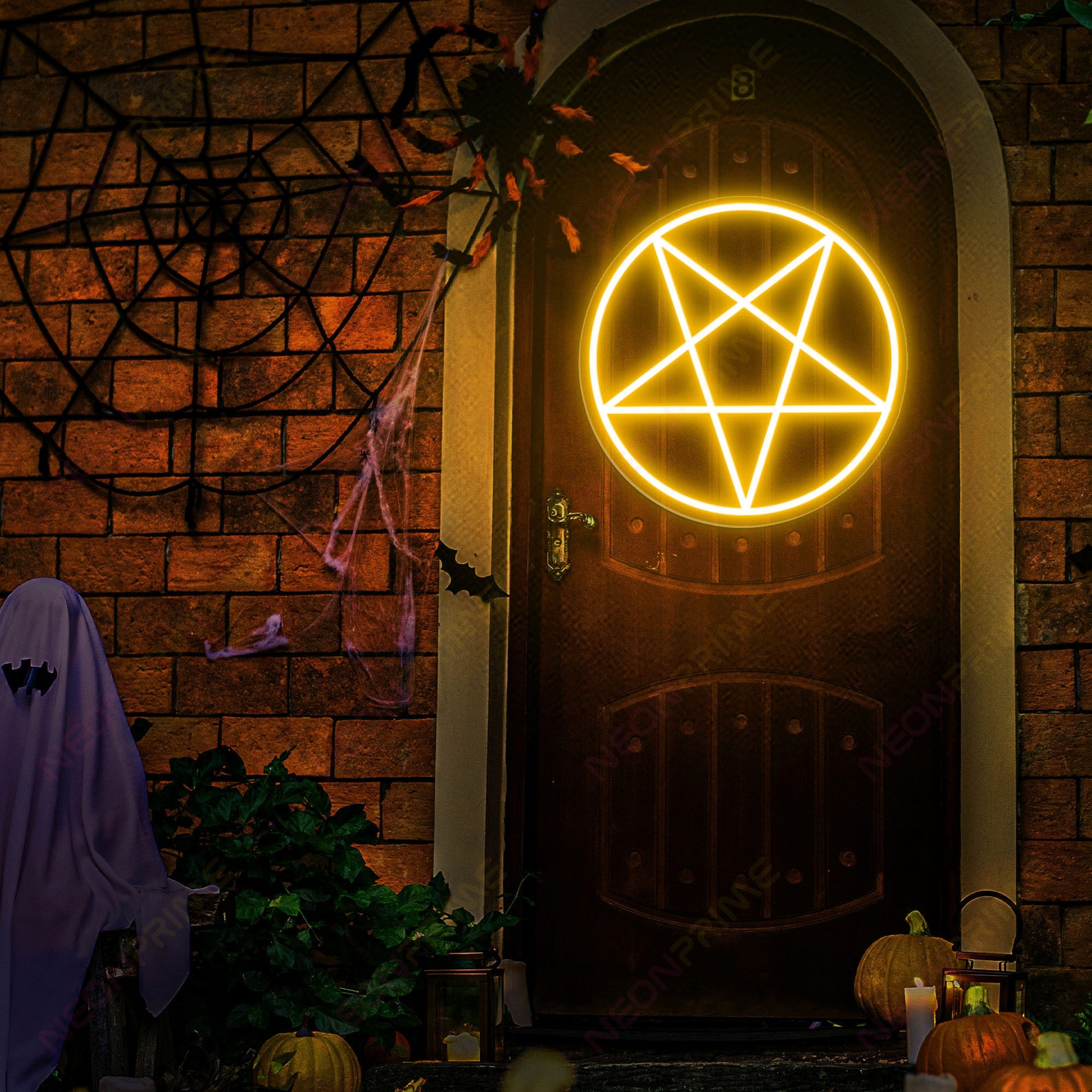 Led Inverted Pentagram Sign LED Light Pentagram Shaped Sign Decoration ...