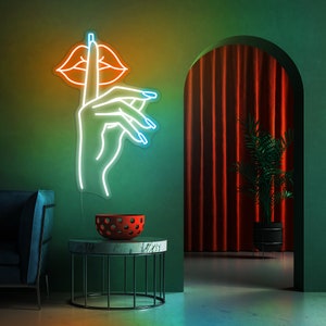 Secret Finger on Lip Neon Sign, Secret Lip Led Sign, Secret Led Sign ...