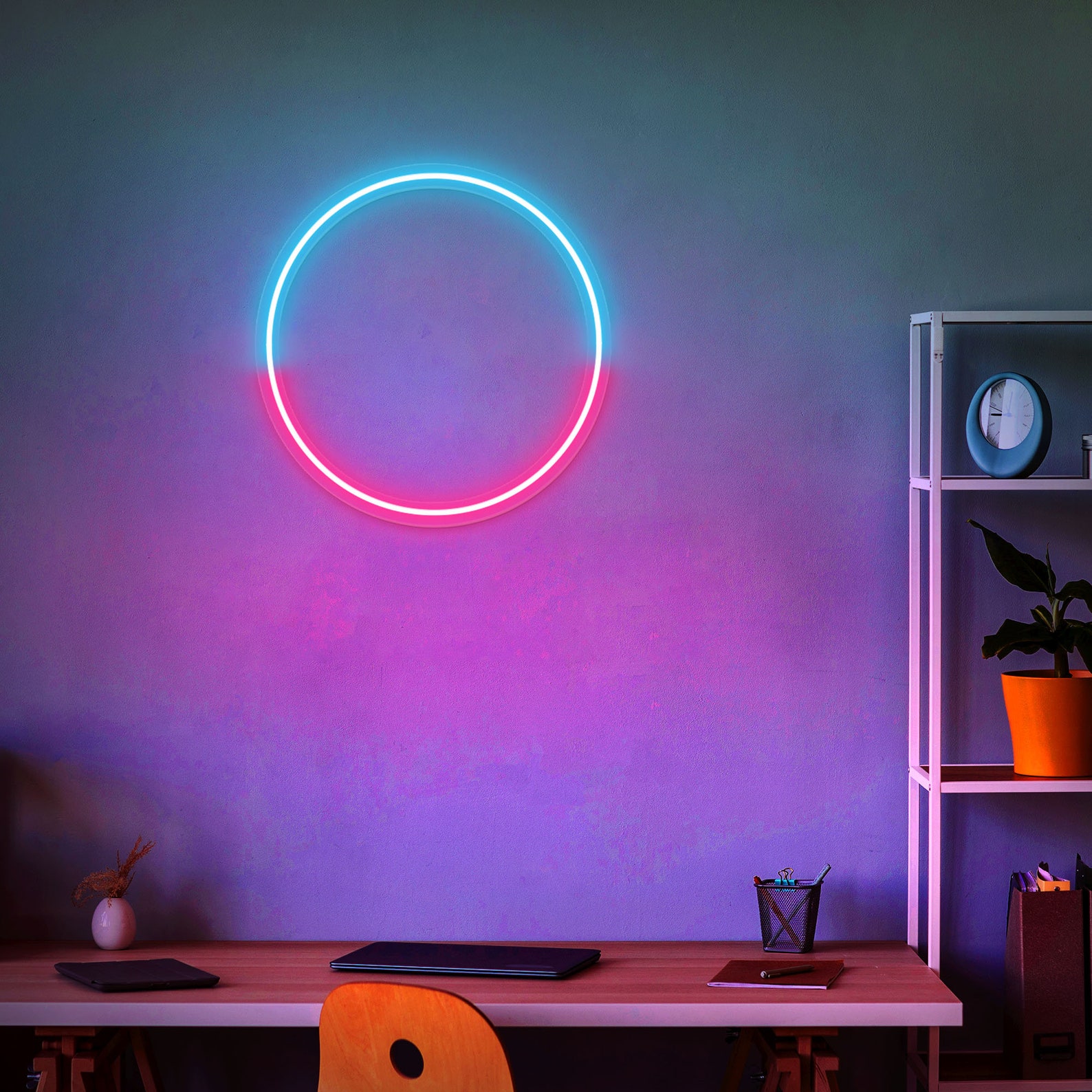 Circle LED Neon Sign, Zen Circle Neon Sign, Mixed-color Japanese Enso ...
