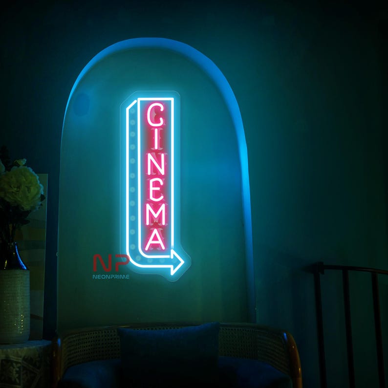 Cinema Neon Sign, Cinema Popcorn Drinks LED Neon Sign, Custom Cinema ...