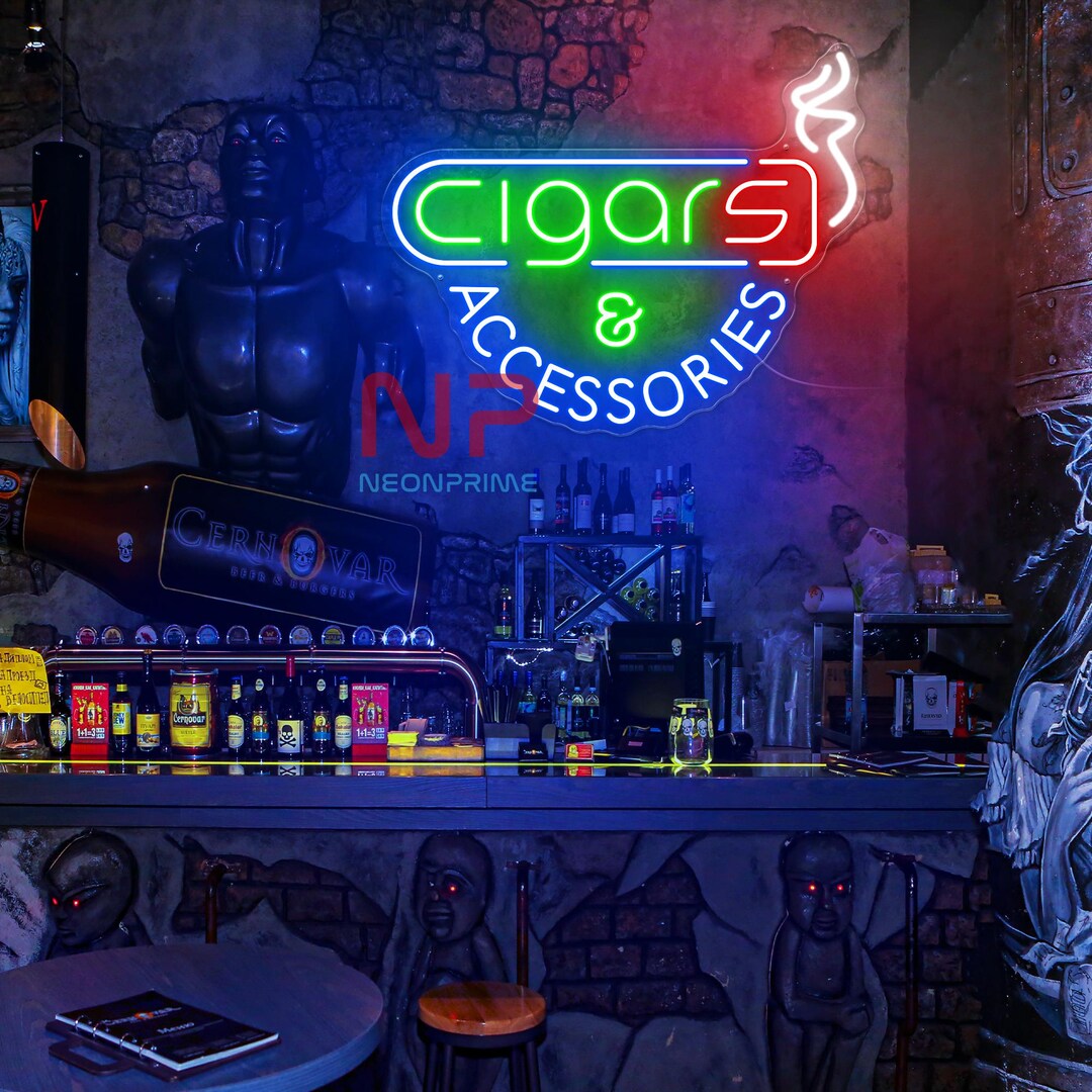 Cigars and Accessories Neon Sign Cigar Neon Sign Cigar Wall Art Cigar ...