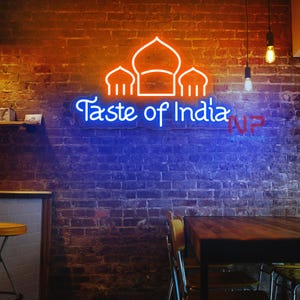 Taste of Indian Neon Sign, Indian Food Sign, Opening Gift, Restaurant ...