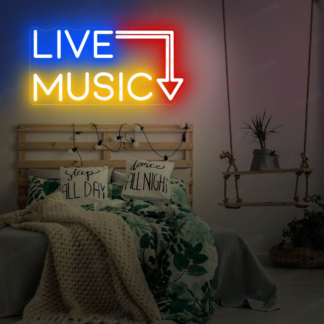 Live Music Neon Sign, Party Neon, Studio Lights, Neon Light Sign, DJ ...